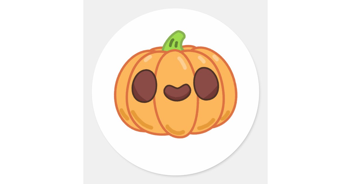 Cute Kawaii Halloween Pumpkin Classic Round Sticker | Zazzle