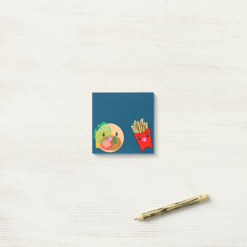 Cute kawaii hamburger and fries fast food post-it notes | Zazzle