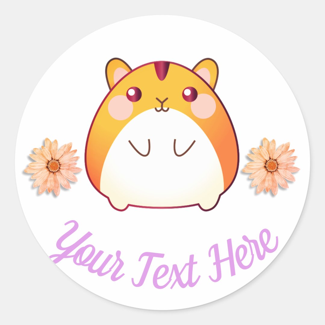 Cute Kawaii Hamster Custom Classic Round Sticker | Zazzle