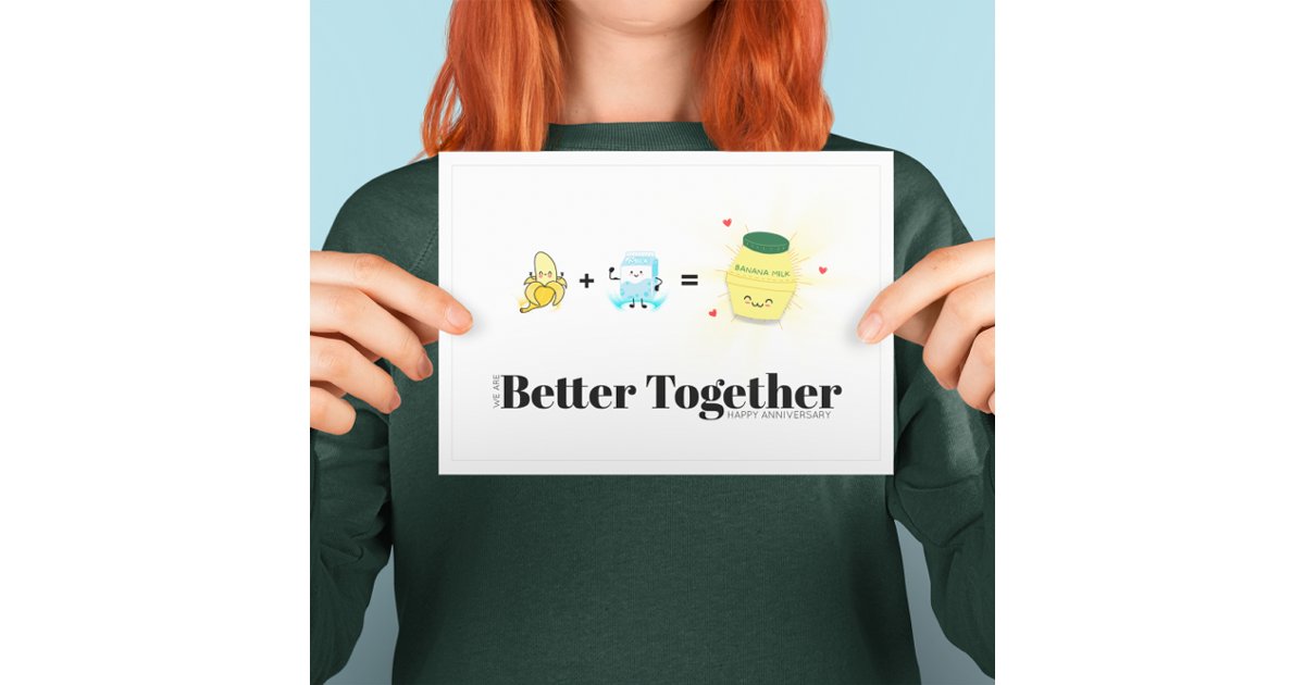 Cute Kawaii Happy Anniversary Card Better Together | Zazzle
