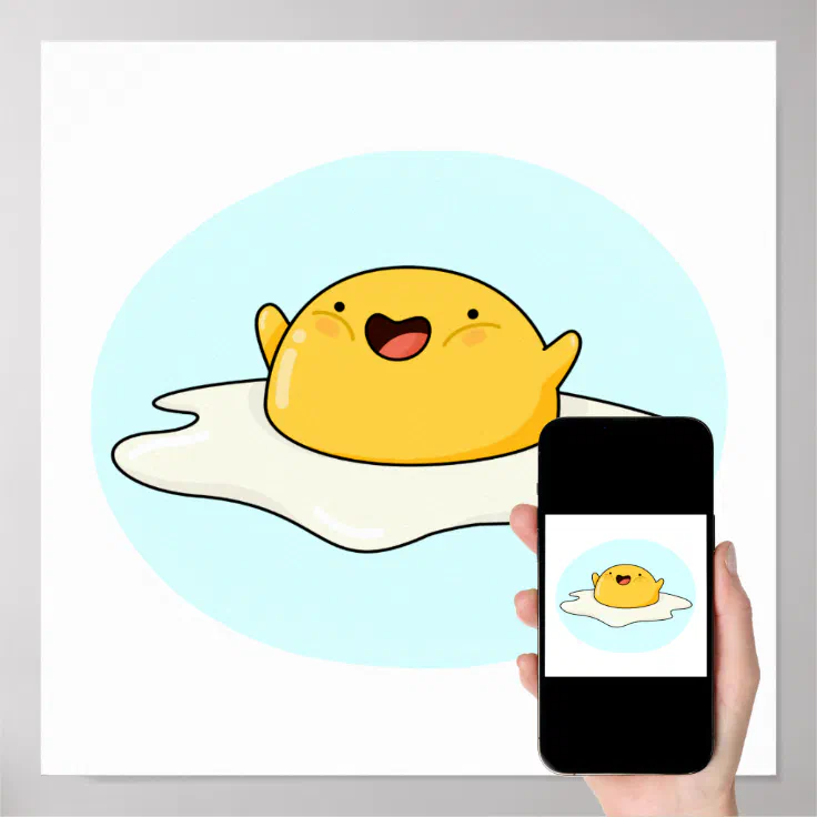 Cute Kawaii Happy Egg Yolk Poster | Zazzle