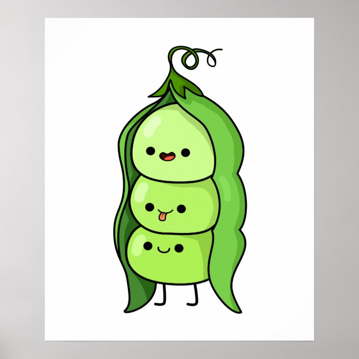 Cute Kawaii Happy Peas Poster | Zazzle.com
