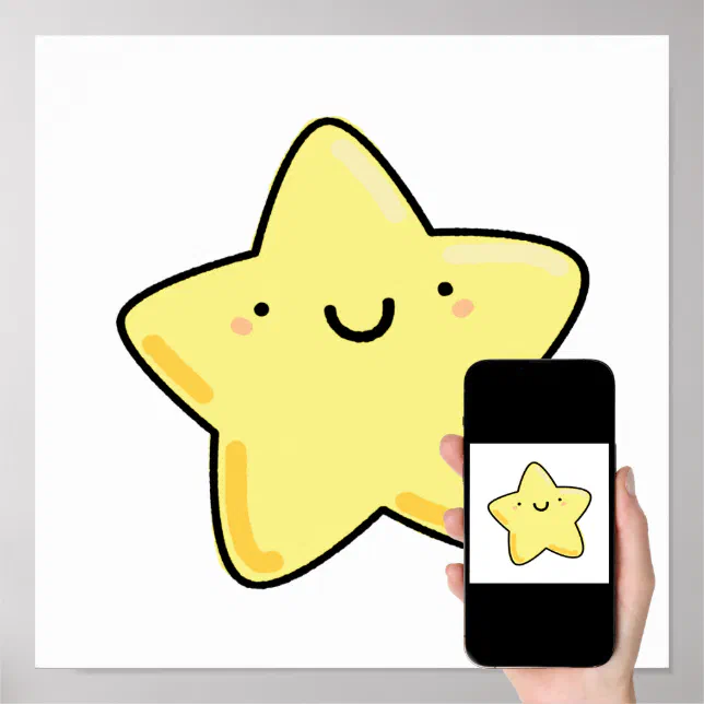 Cute Kawaii Happy Star Poster | Zazzle