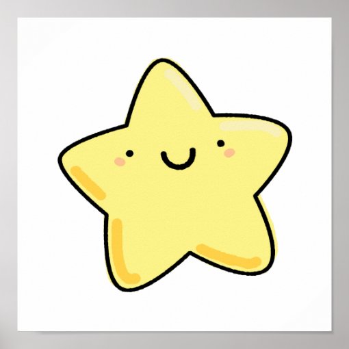 Cute Kawaii Happy Star Poster | Zazzle