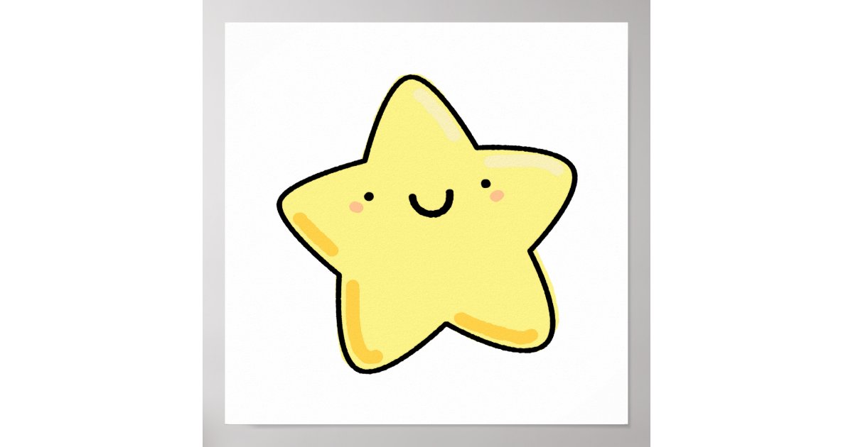 Cute Kawaii Happy Star Poster | Zazzle