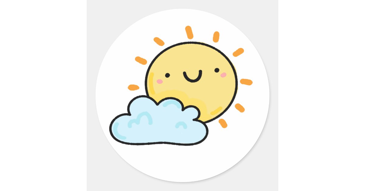 Cute Kawaii Happy Sun Classic Round Sticker | Zazzle
