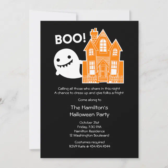 Cute Kawaii Little Ghost Halloween Invitation | Zazzle