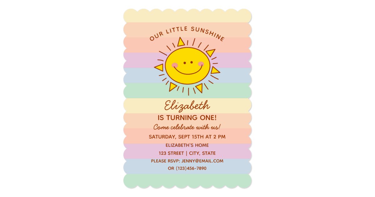 Cute Kawaii Little Sunshine Baby First Birthday Invitation | Zazzle.com
