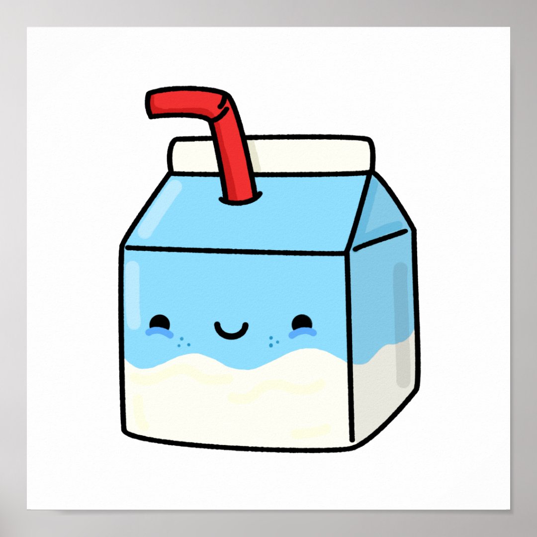 Cute Kawaii Milk Box Poster | Zazzle