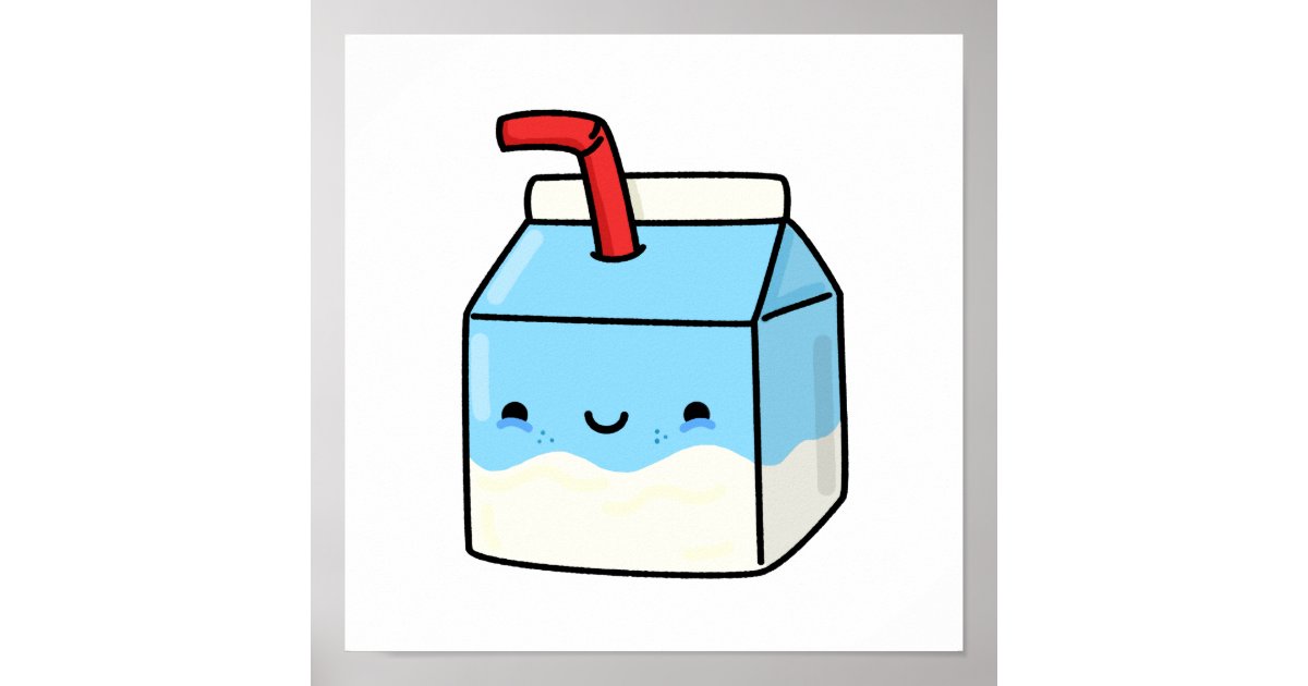 Cute Kawaii Milk Box Poster | Zazzle