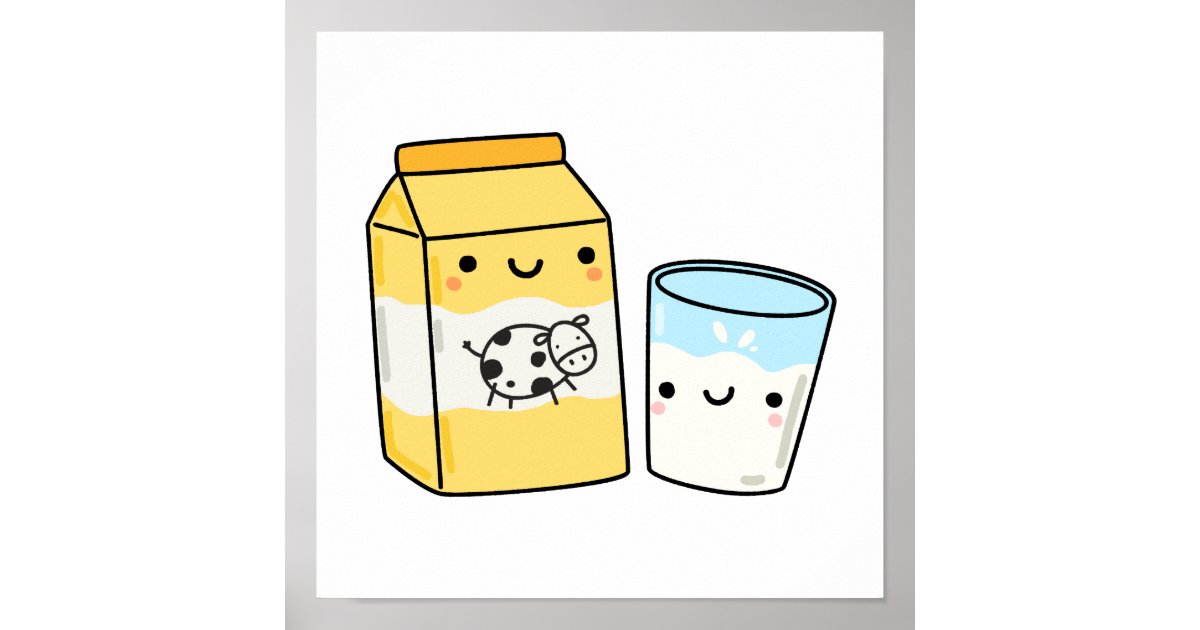 Cute Kawaii Milk Poster | Zazzle
