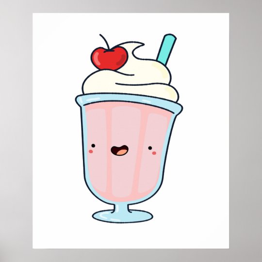 Cute Kawaii Milkshake Poster | Zazzle.com