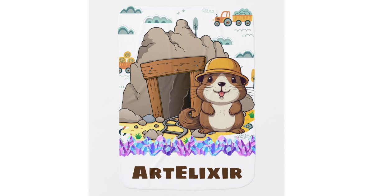 Cute Kawaii Miner Animal Gopher Modern Print Baby Blanket | Zazzle