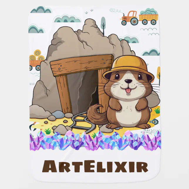 Cute Kawaii Miner Animal Gopher Modern Print Baby Blanket | Zazzle