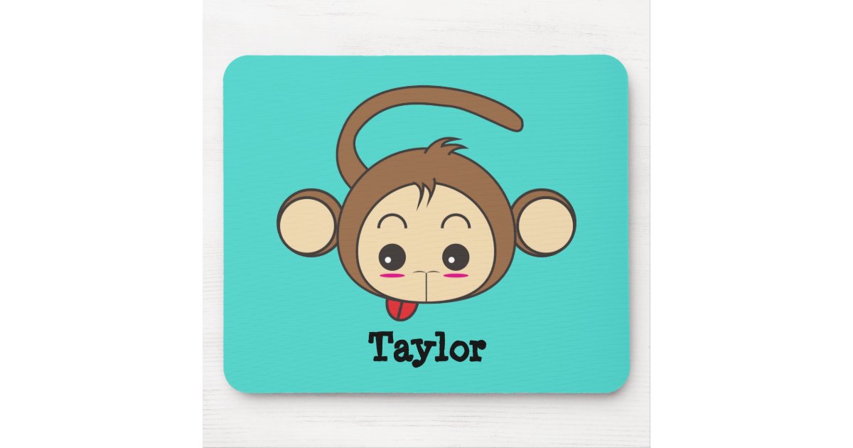 Cute Kawaii Monkey Illustration Personalized Mouse Pad | Zazzle