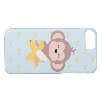 Cute Kawaii Monkey with Banana iPhone 7 Case | Zazzle