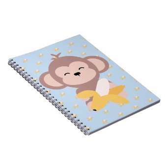 Cute Kawaii Monkey with Banana Notebook | Zazzle