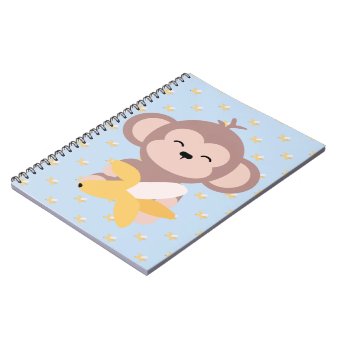 Cute Kawaii Monkey with Banana Notebook | Zazzle