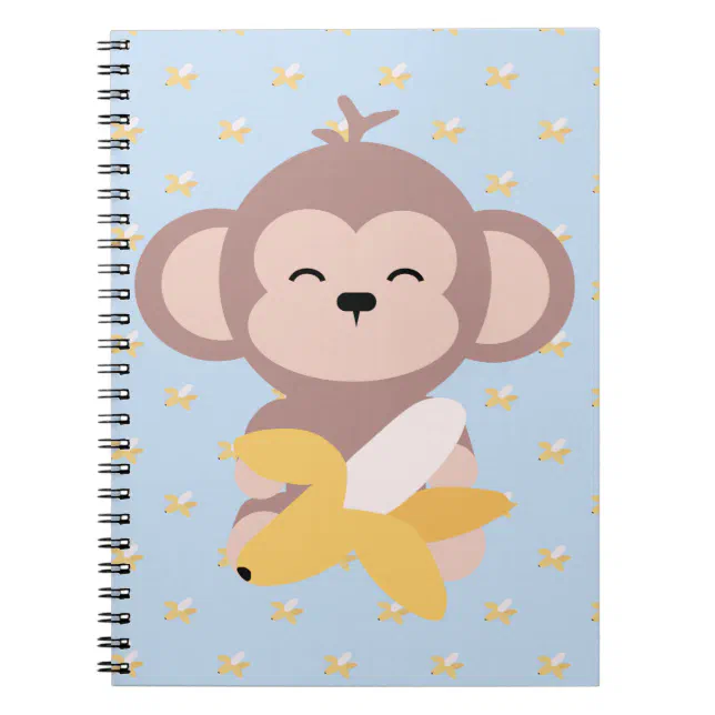 Cute Kawaii Monkey with Banana Notebook | Zazzle