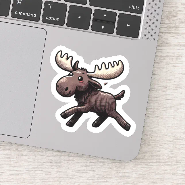 Cute Kawaii Moose Sticker | Zazzle