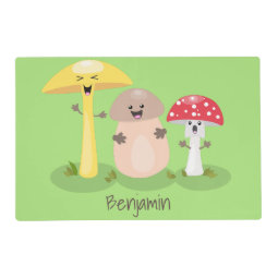 Cute kawaii mushroom fungi toadstool placemat | Zazzle