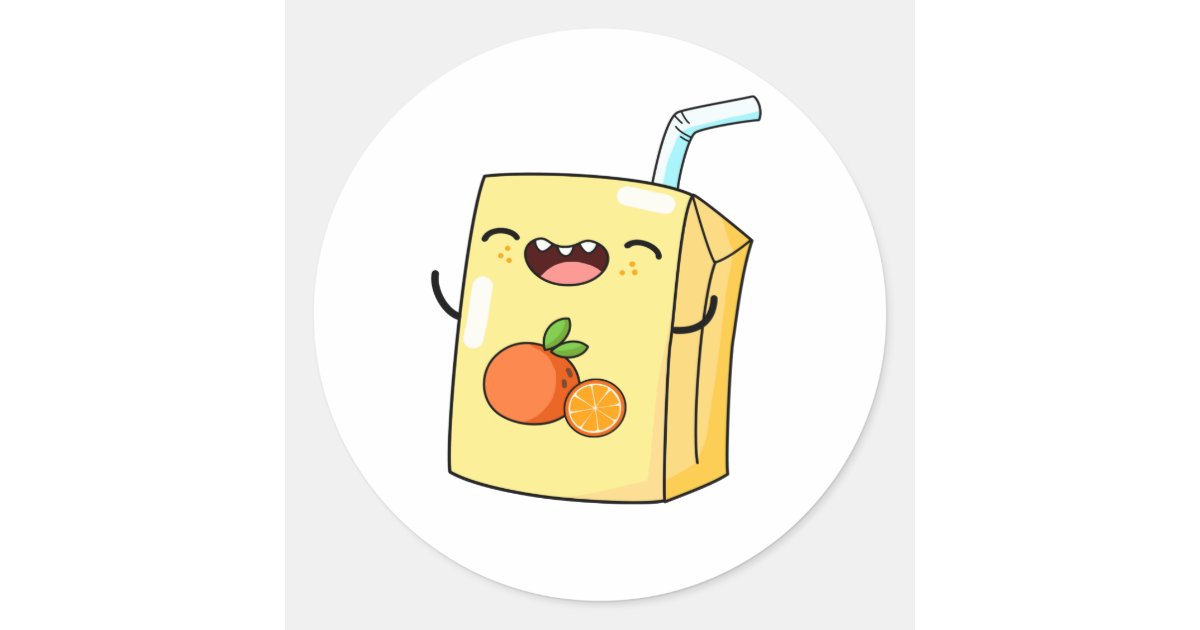 Cute Kawaii Orange Juice Classic Round Sticker | Zazzle