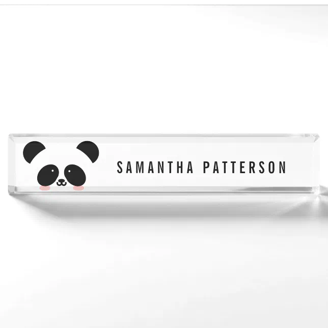 Cute Kawaii Panda | Add Your Name Desk Name Plate | Zazzle