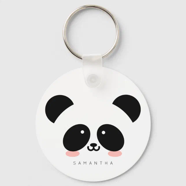 Cute Kawaii Panda | Add Your Name Keychain | Zazzle
