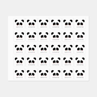Cute Kawaii Panda | Add Your Name Kids' Labels | Zazzle