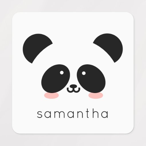 Cute Kawaii Panda | Add Your Name Kids' Labels | Zazzle
