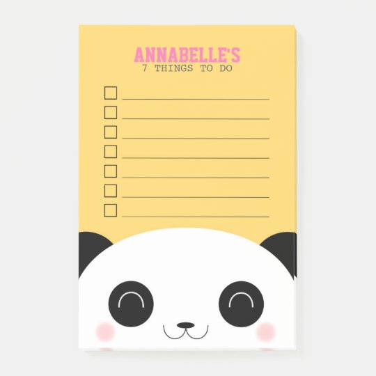 Cute Kawaii Panda Face Kids To Do List Post-it Notes | Zazzle.com
