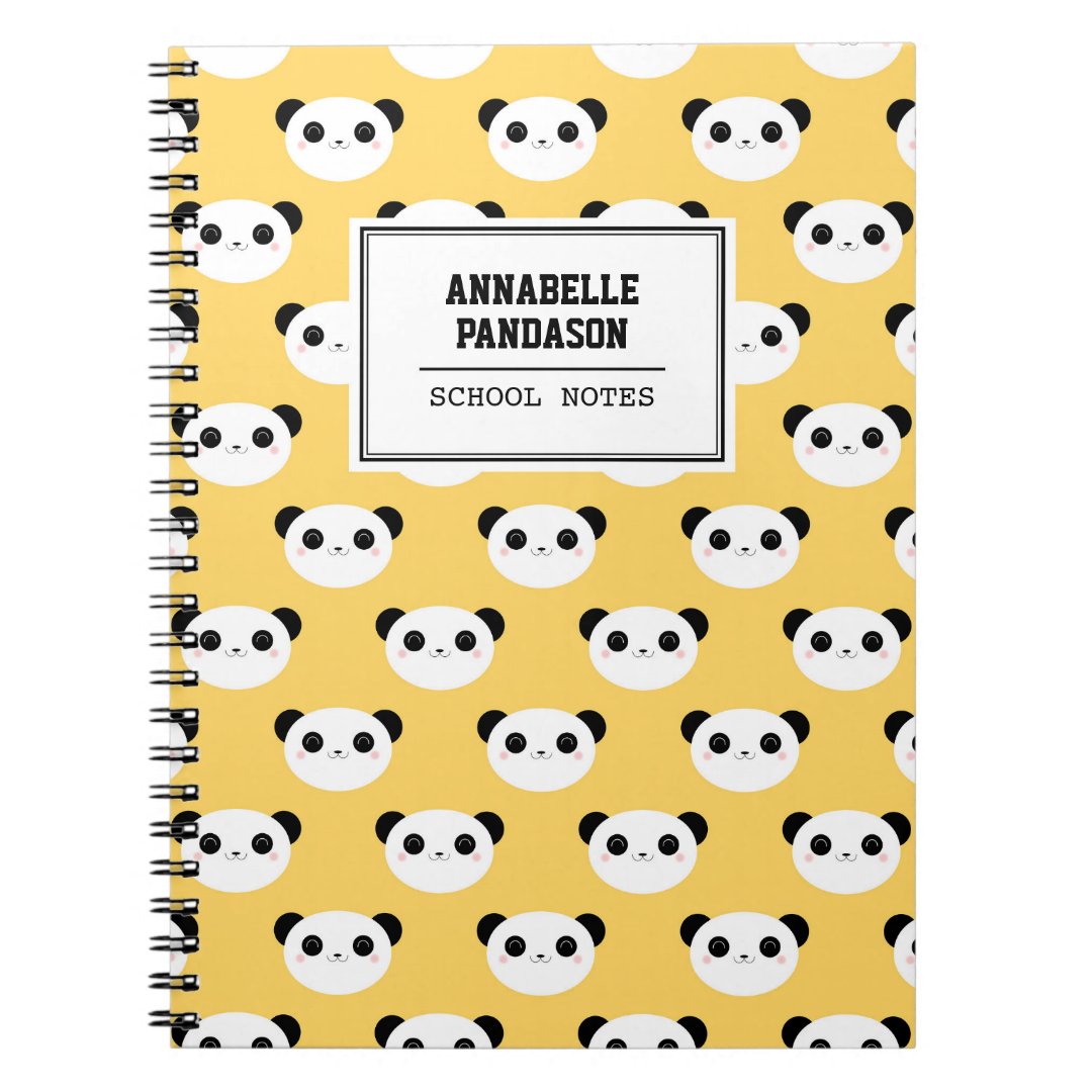 Cute Kawaii Panda Face Pattern Personalized Notebook | Zazzle