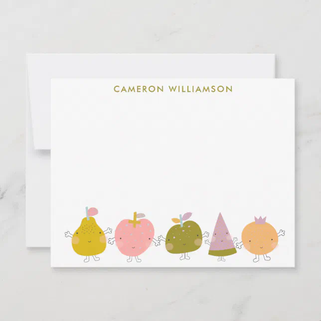 Cute Kawaii Pastel Fruit Personalized Stationery Note Card | Zazzle