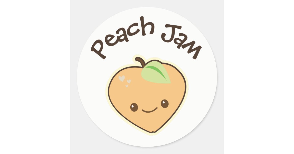 Cute Kawaii Peach Jam Jar Label | Zazzle