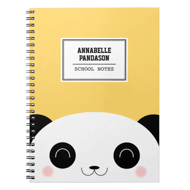Cute Kawaii Peekaboo Panda Face Personalized Notebook | Zazzle