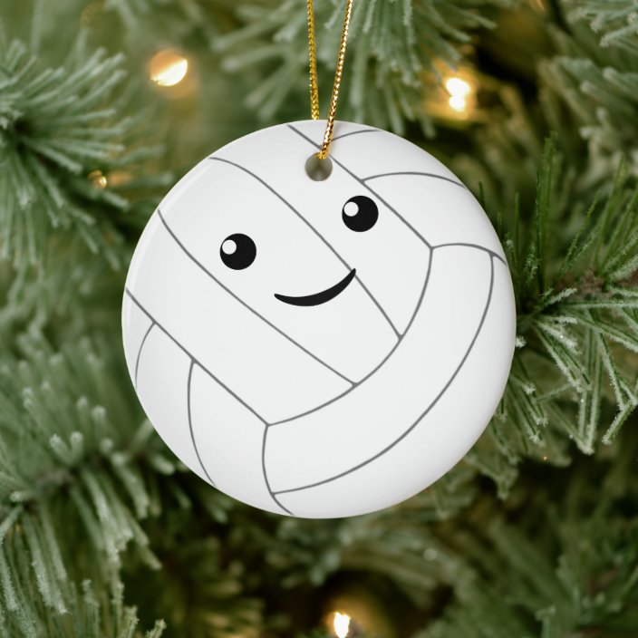 cute kawaii personalized girls volleyball ceramic ornament | Zazzle