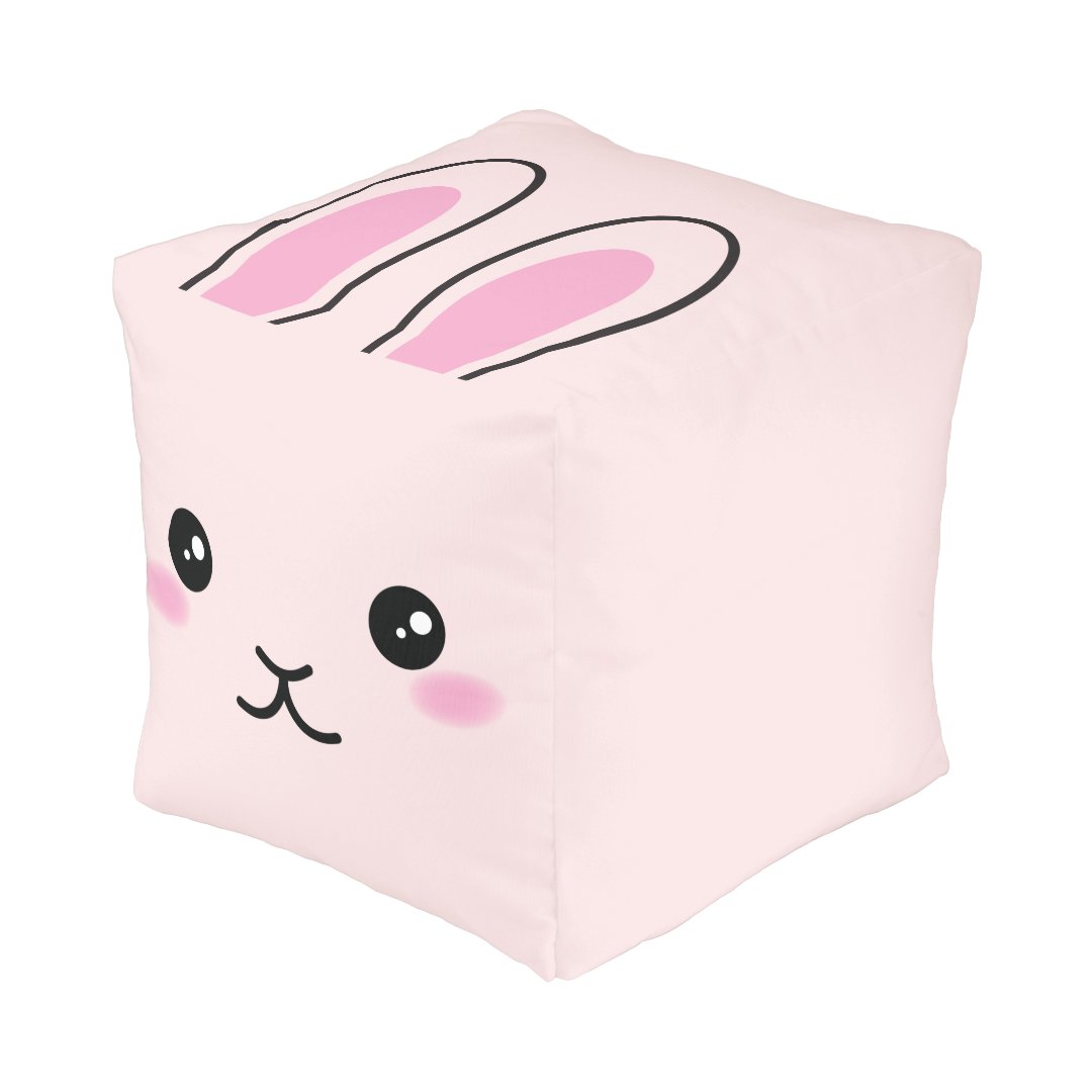 Cute, kawaii, pink bunny design pouf | Zazzle