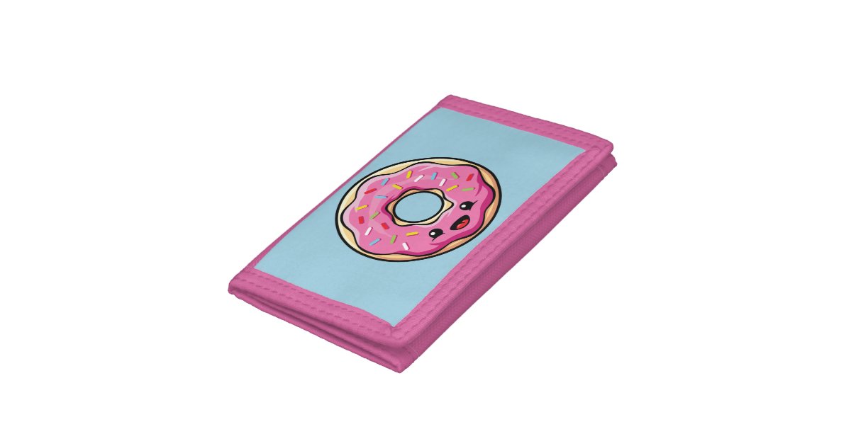 Cute Kawaii Pink Donut Trifold Wallet | Zazzle