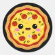 cute Kawaii pizza food Classic Round Sticker | Zazzle