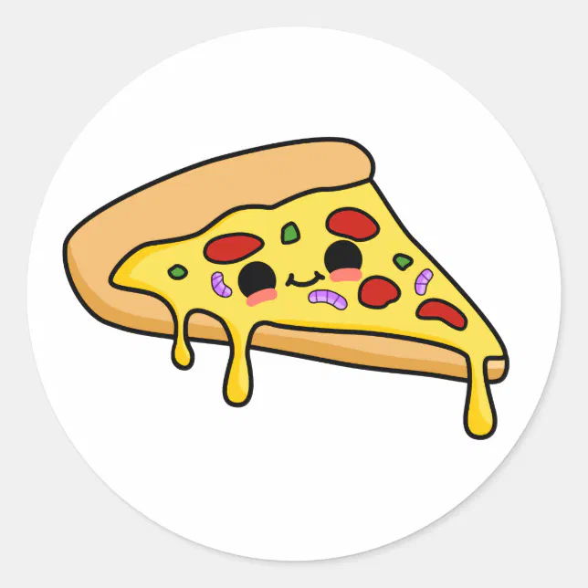 Cute Kawaii Pizza Slice Classic Round Sticker | Zazzle