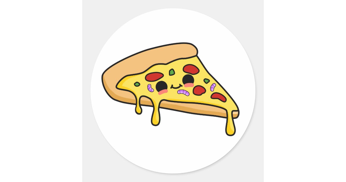Cute Kawaii Pizza Slice Classic Round Sticker | Zazzle