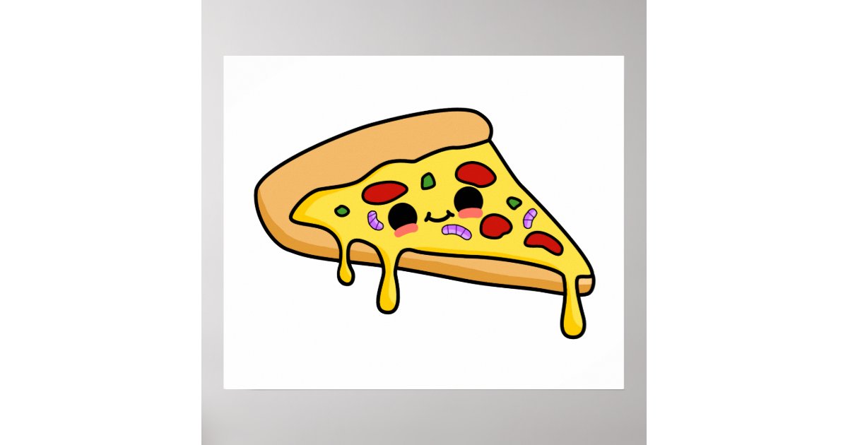 Cute Kawaii Pizza Slice Poster | Zazzle