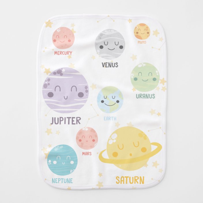 Cute Kawaii Planet Solar System Astronomy Baby Burp Cloth | Zazzle.com