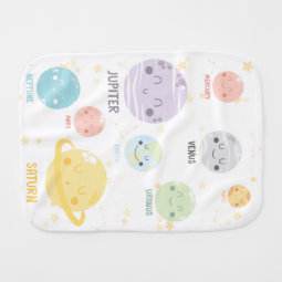 Cute Kawaii Planet Solar System Astronomy Baby Burp Cloth | Zazzle
