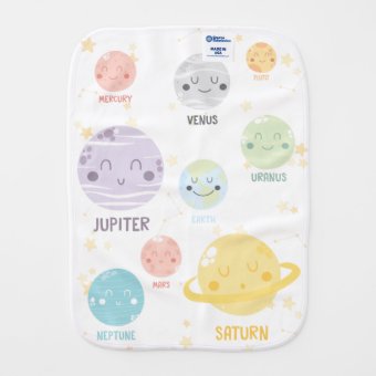 Cute Kawaii Planet Solar System Astronomy Baby Burp Cloth | Zazzle
