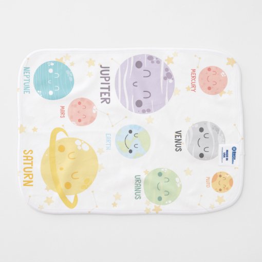Cute Kawaii Planet Solar System Astronomy Baby Burp Cloth | Zazzle
