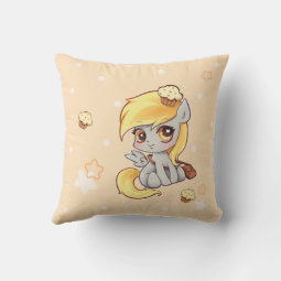 Cute kawaii postman pony with letters and cupcakes throw pillow | Zazzle
