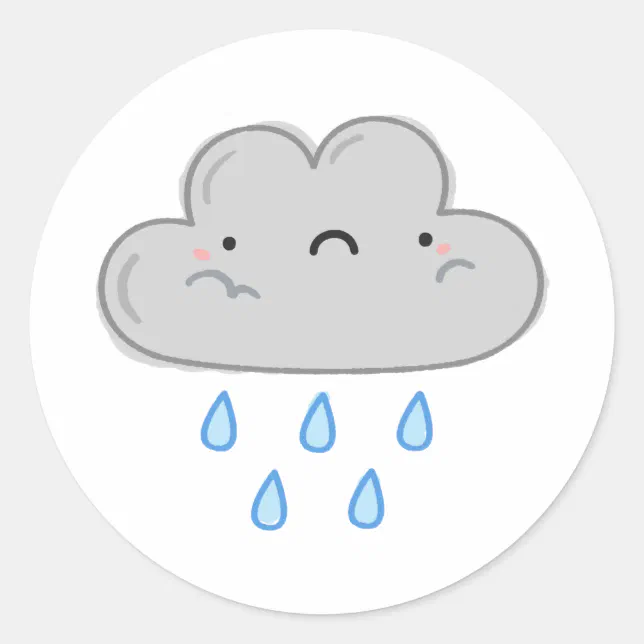 Cute Kawaii Rain Cloud Classic Round Sticker | Zazzle