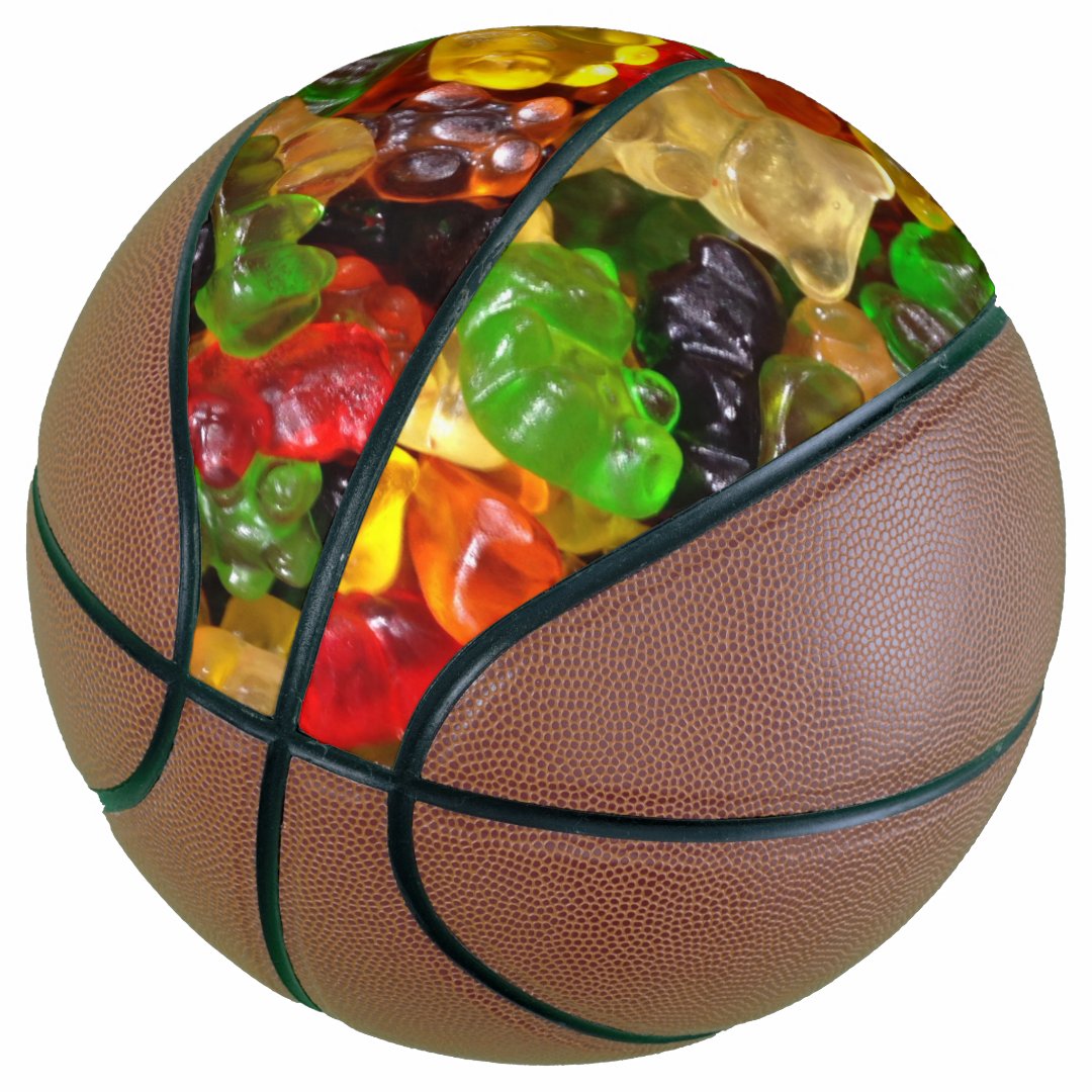 cute kawaii rainbow colorful candy bear gummy basketball | Zazzle
