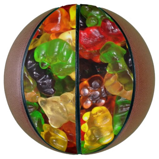 cute kawaii rainbow colorful candy bear gummy basketball | Zazzle